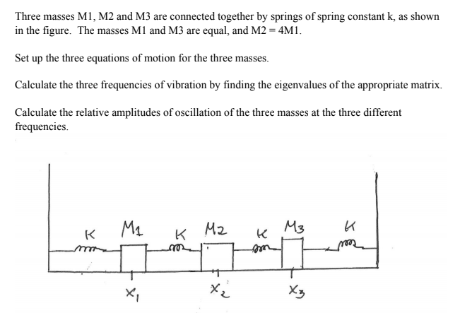 Solved Three masses M1, M2 and M3 are connected together by | Chegg.com