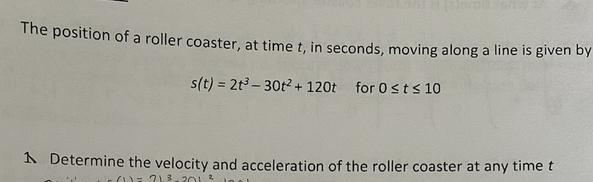 The position of a roller coaster, at time t, in | Chegg.com