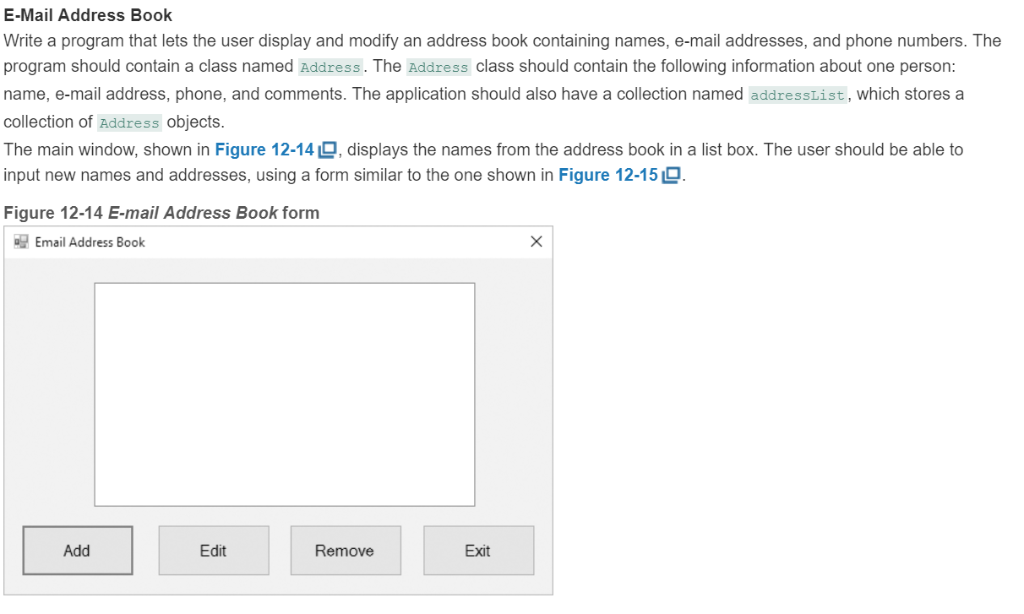 Solved E-Mail Address Book Write a program that lets the | Chegg.com