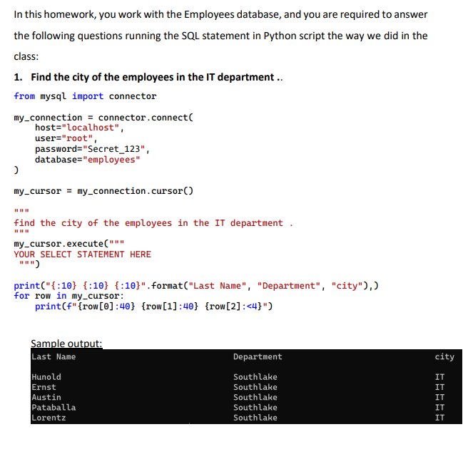 Solved In this homework, you work with the Employees | Chegg.com