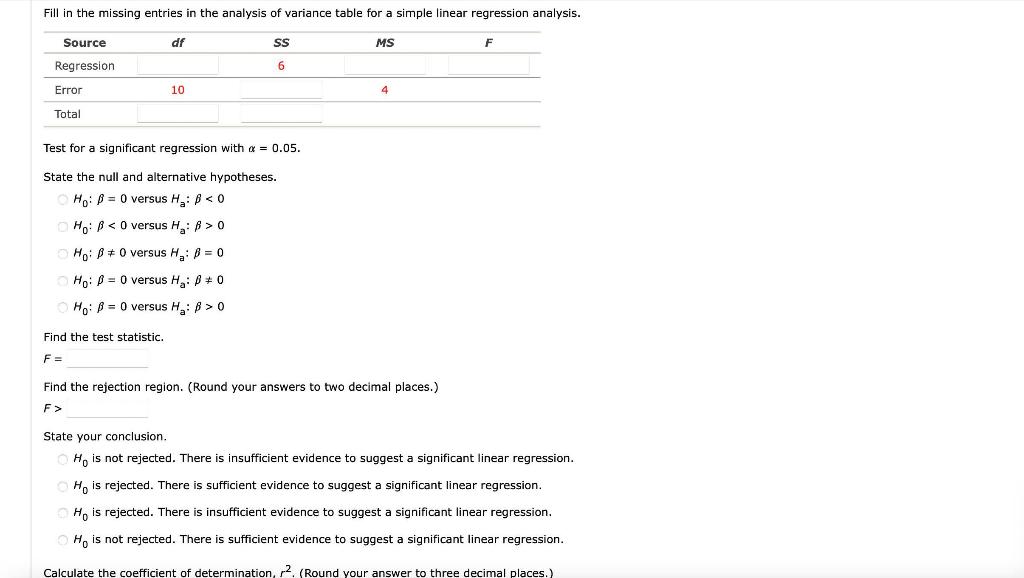 Solved Fill in the missing entries in the analysis of | Chegg.com