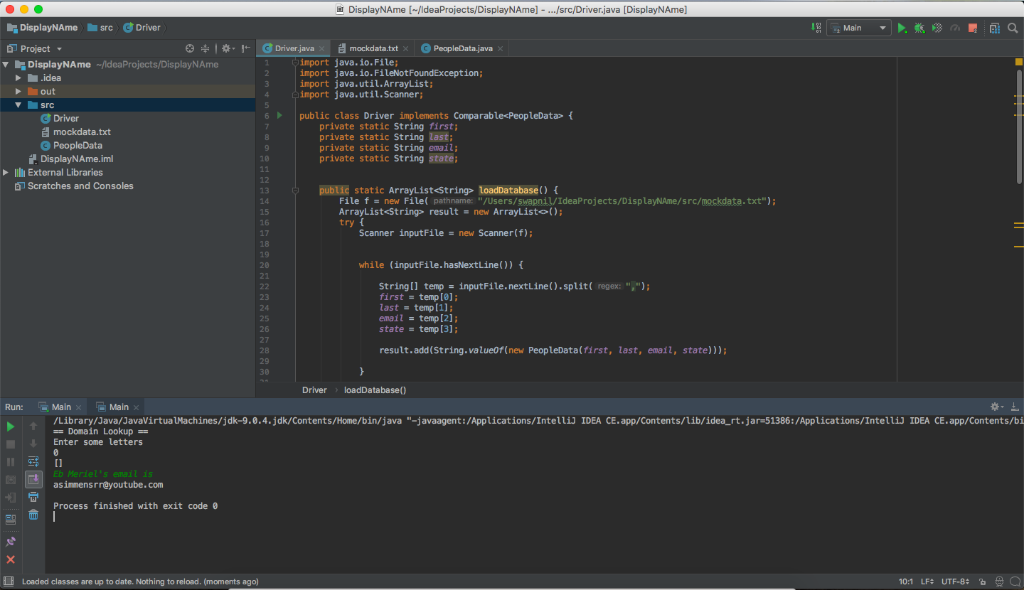 Java Ask User Letters Display Alphabetical Order List Email Address ...