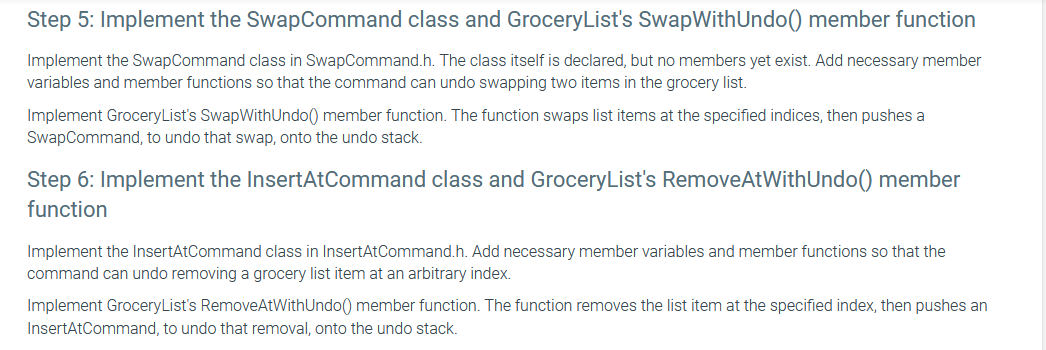 Solved In this lab a grocery list editor with undo | Chegg.com