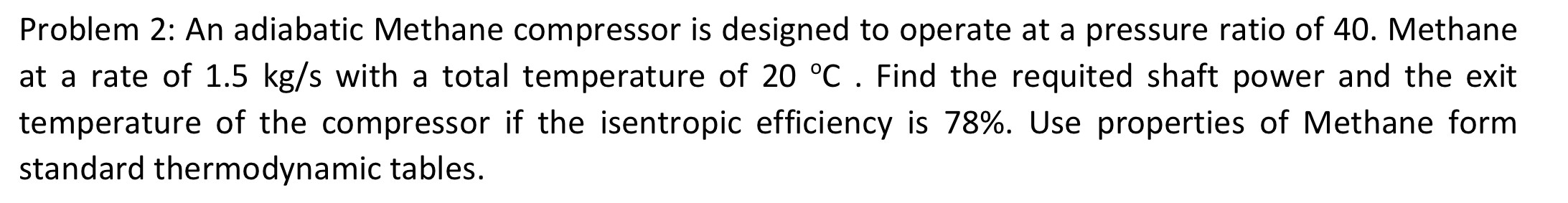 Solved Problem 2: An adiabatic Methane compressor is | Chegg.com