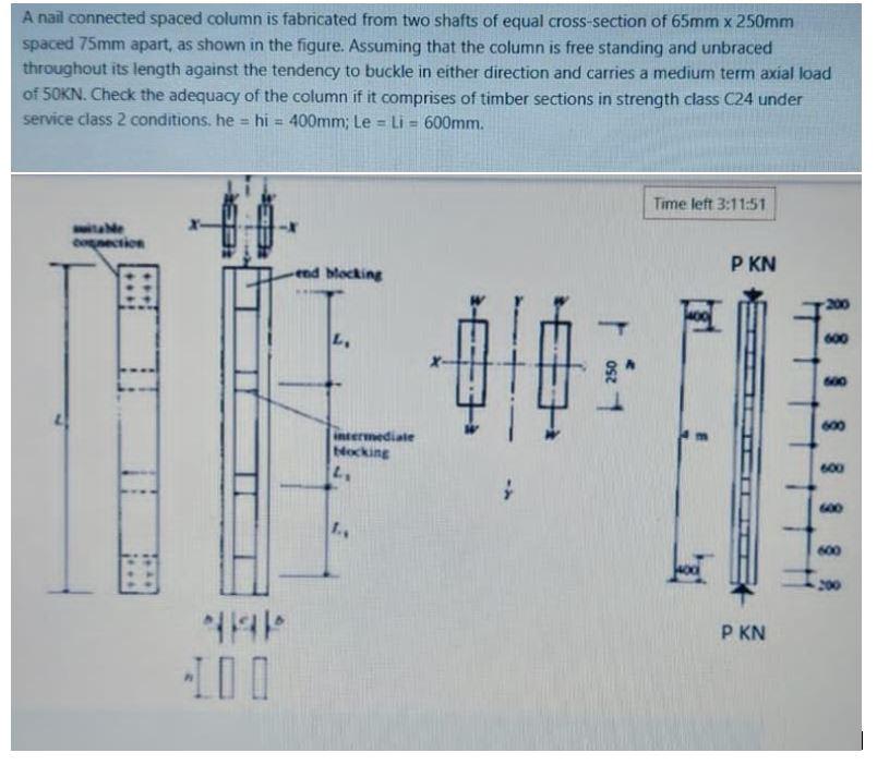 Solved A nail connected spaced column is fabricated from two | Chegg.com