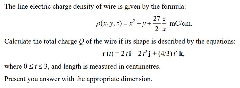 Solved The line electric charge density of wire is given by | Chegg.com