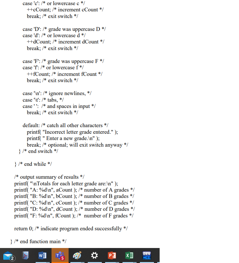 Solved Procedure: /* Counting letter grades */ #include /* | Chegg.com