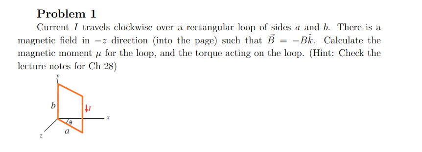 Solved Problem 1 Current I travels clockwise over a | Chegg.com