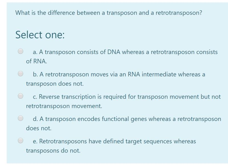 Solved What is the difference between a transposon and a | Chegg.com