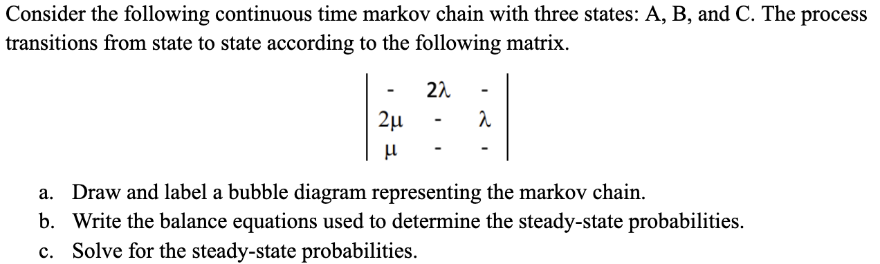 Consider the following continuous time markov chain | Chegg.com