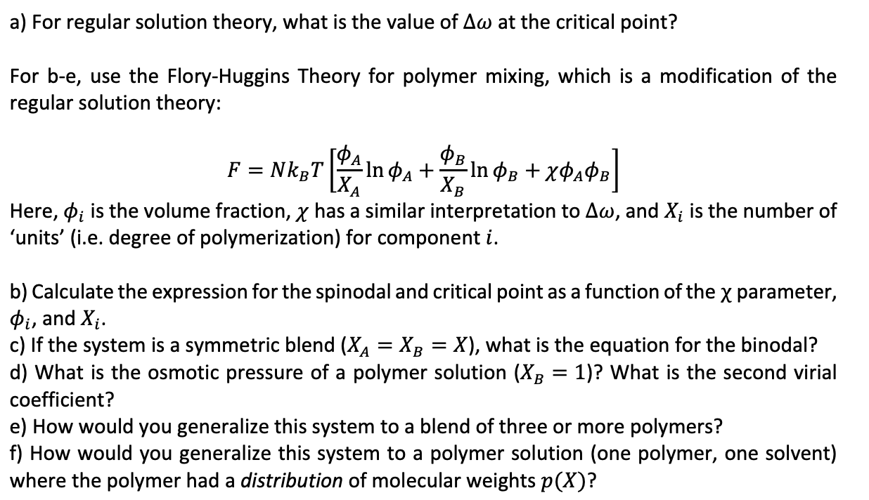 a) For regular solution theory, what is the value of | Chegg.com