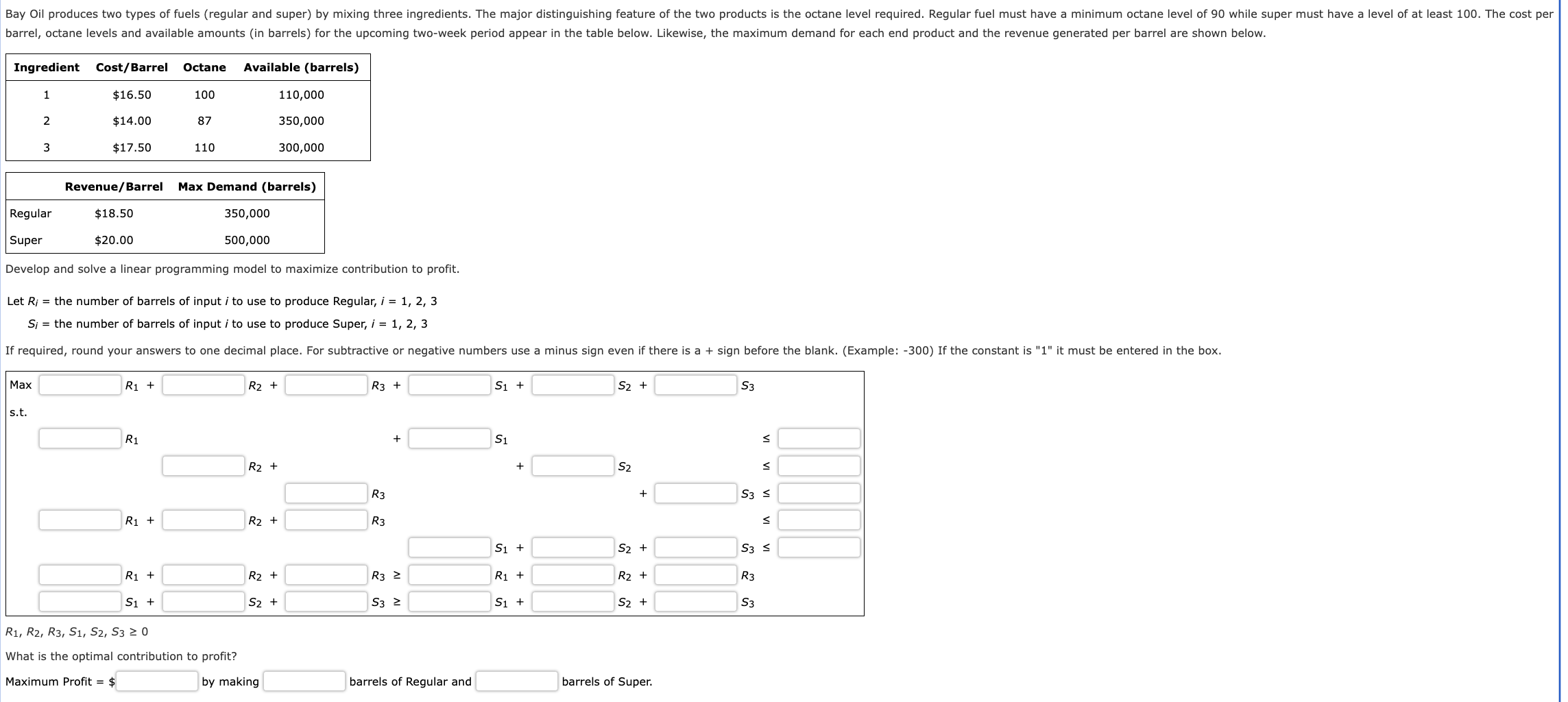 Solved Develop and solve a linear programming model to | Chegg.com