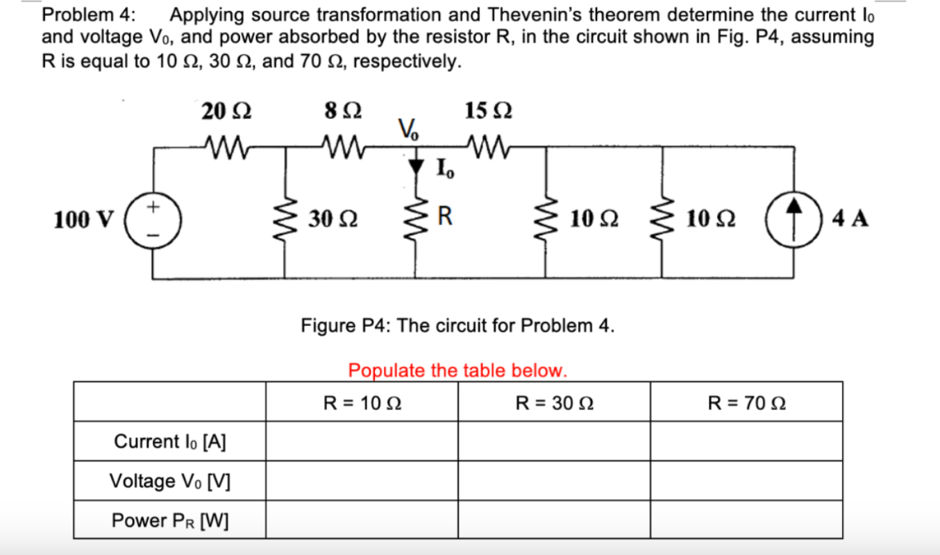Solved Problem 4: Applying source transformation and | Chegg.com