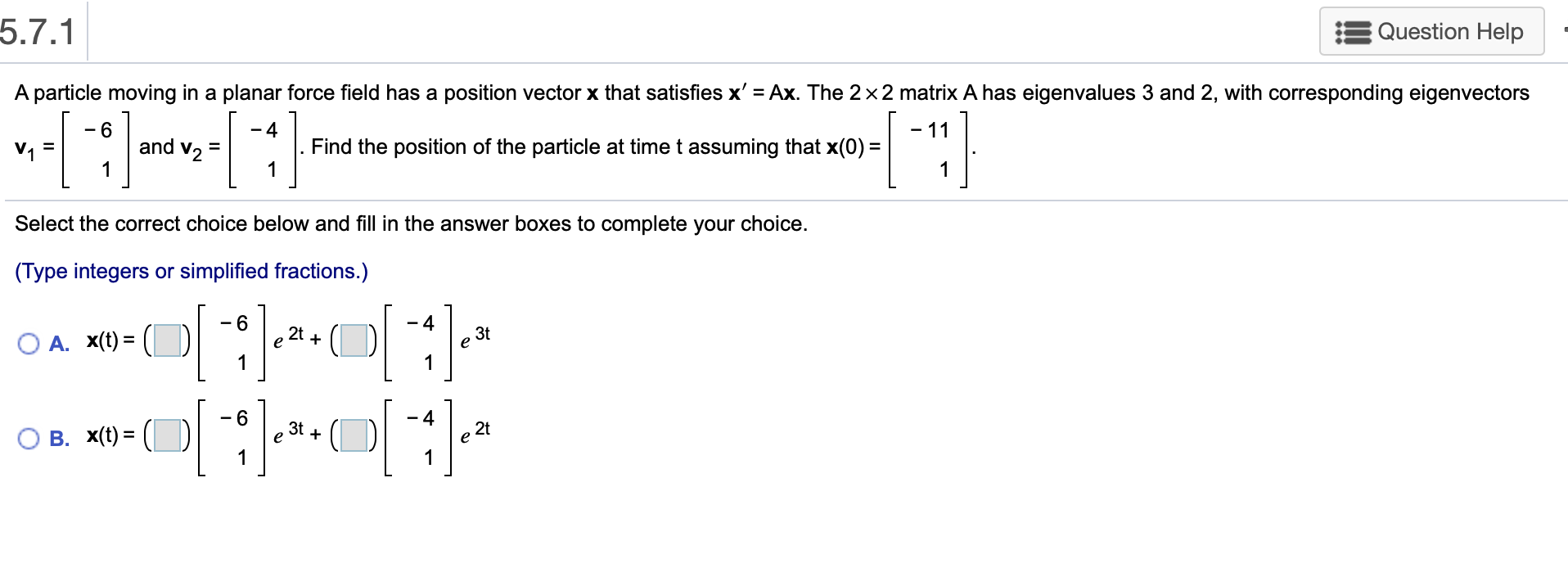 Solved 5.7.1 Question Help A particle moving in a planar | Chegg.com