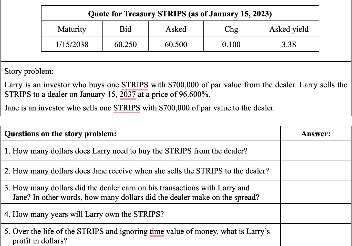 Solved Larry is an investor who buys one STRIPS with | Chegg.com