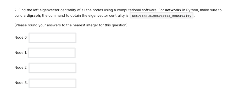 Solved Eigenvector Centrality - | 6 points possible (graded) | Chegg.com