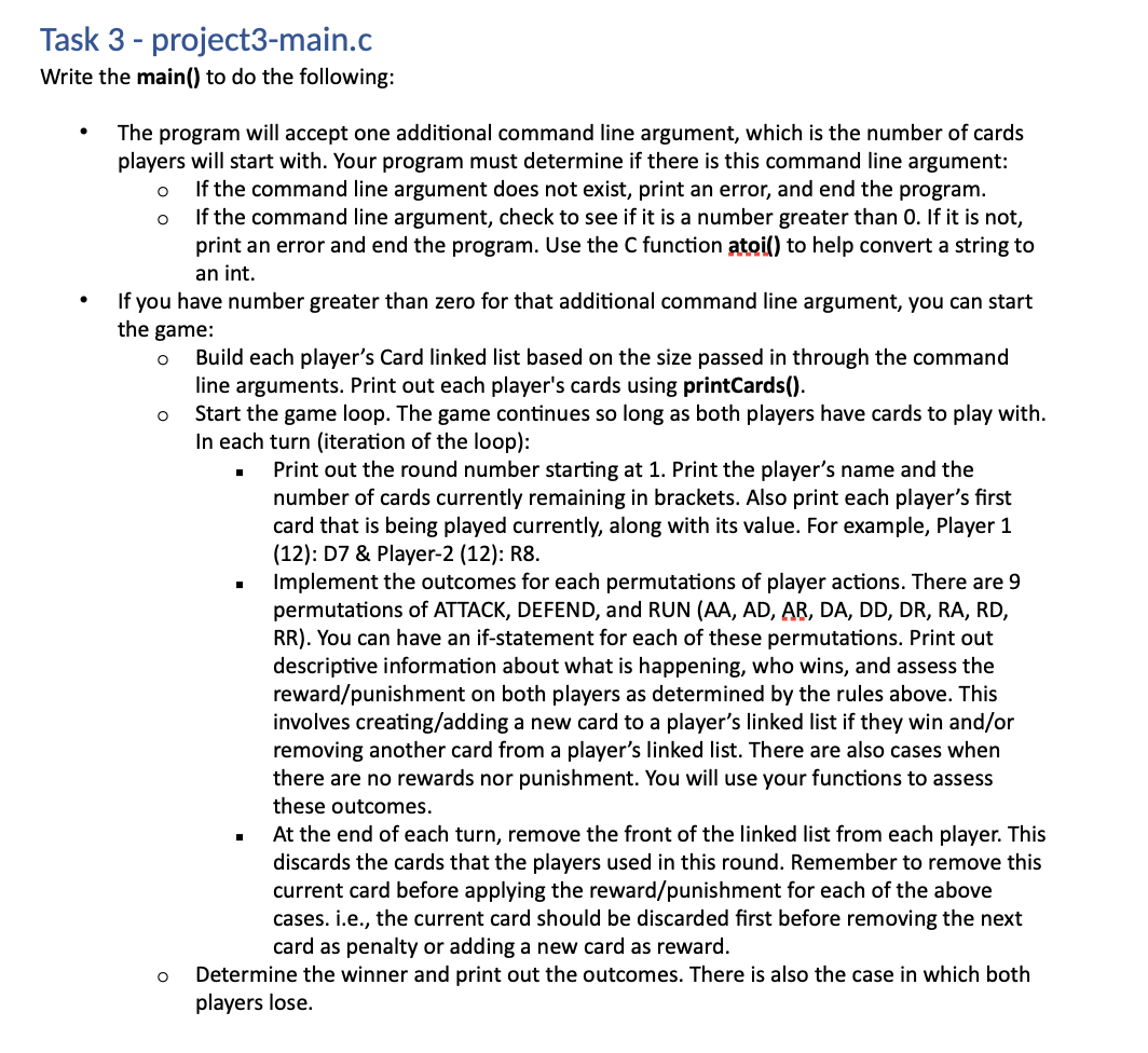Solved Game Description Overview The project is to create a | Chegg.com