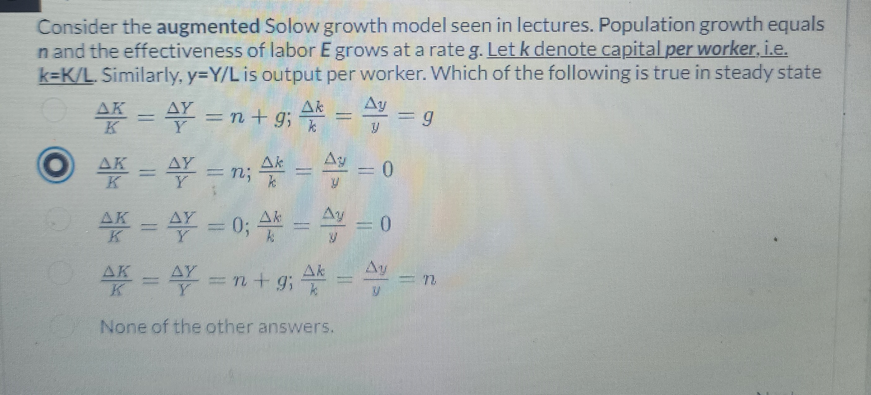 Solved Consider the augmented Solow growth model seen in | Chegg.com
