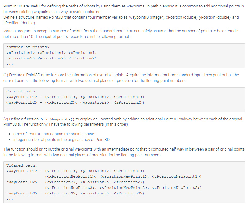 Solved Point in 3D are useful for defining the paths of | Chegg.com