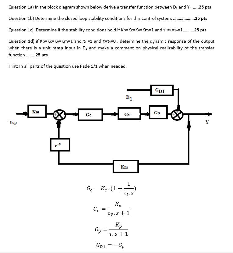 Question 1a) In the block diagram shown below derive | Chegg.com