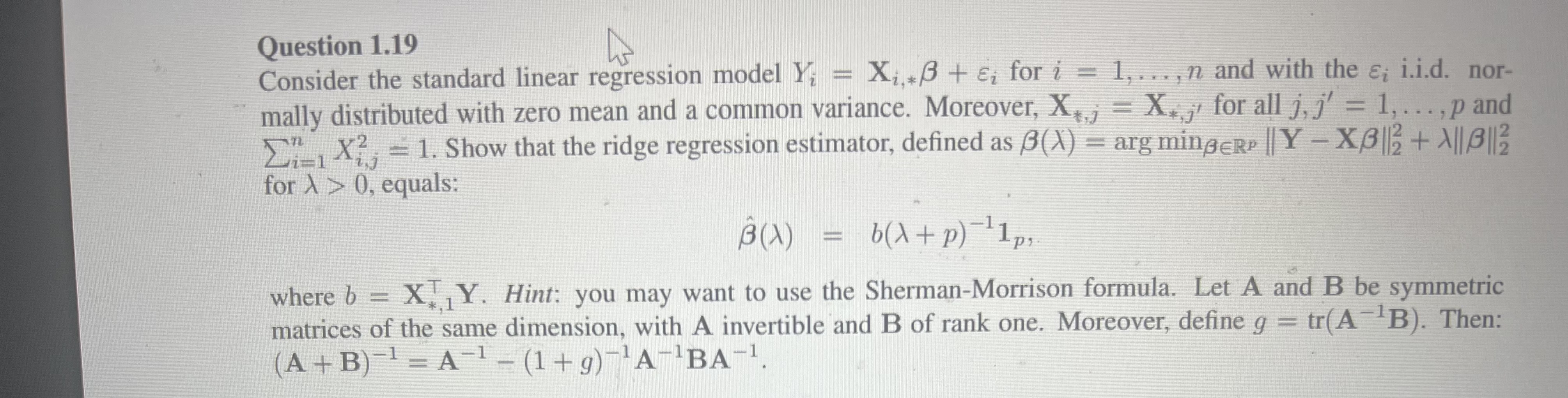 Solved Question 1.19 Consider the standard linear regression | Chegg.com