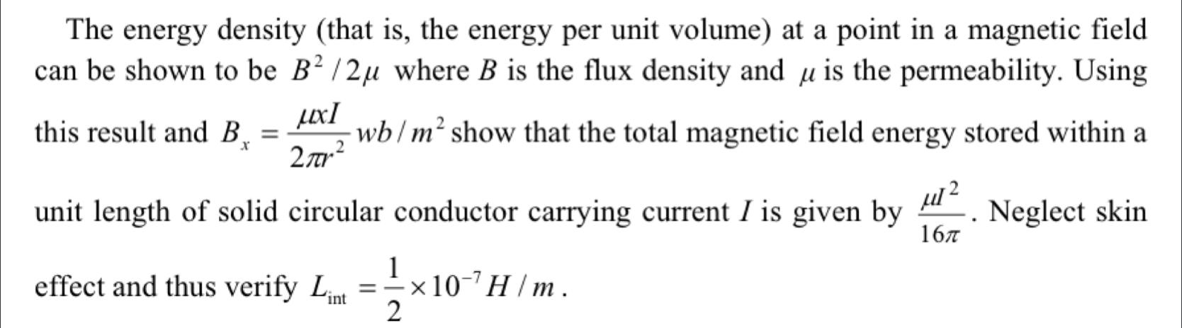 Solved The energy density (that is, the energy per unit | Chegg.com
