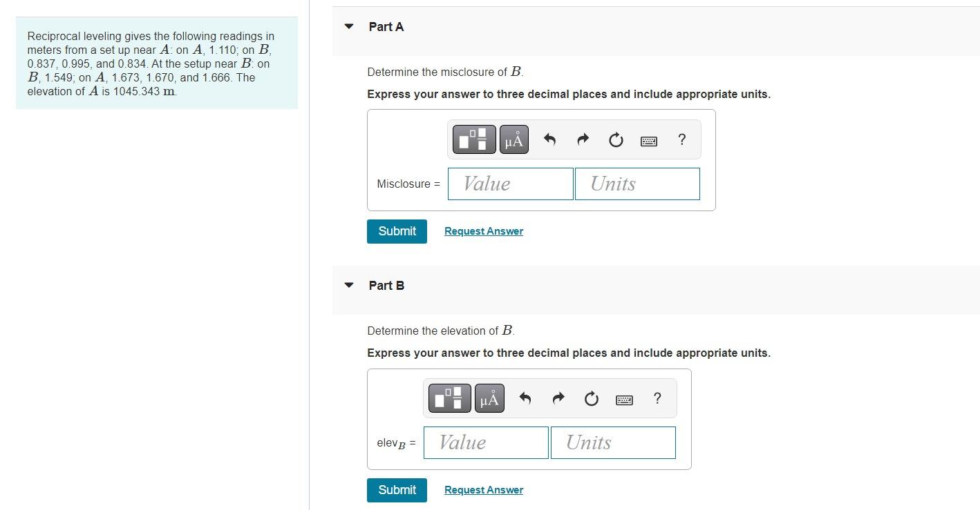 Solved Reciprocal leveling gives the following readings in | Chegg.com