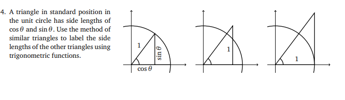 Solved 4. A triangle in standard position in the unit circle | Chegg.com