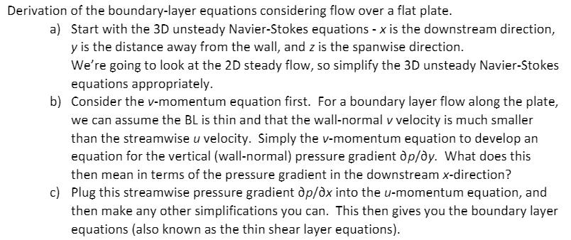 Derivation of the boundary-layer equations | Chegg.com