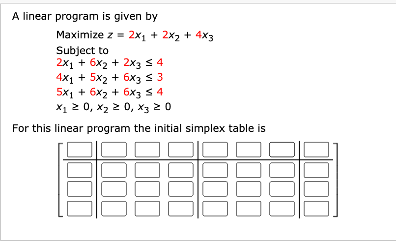 Solved A linear program is given by Maximize z = 2x1 + 2x2 + | Chegg.com