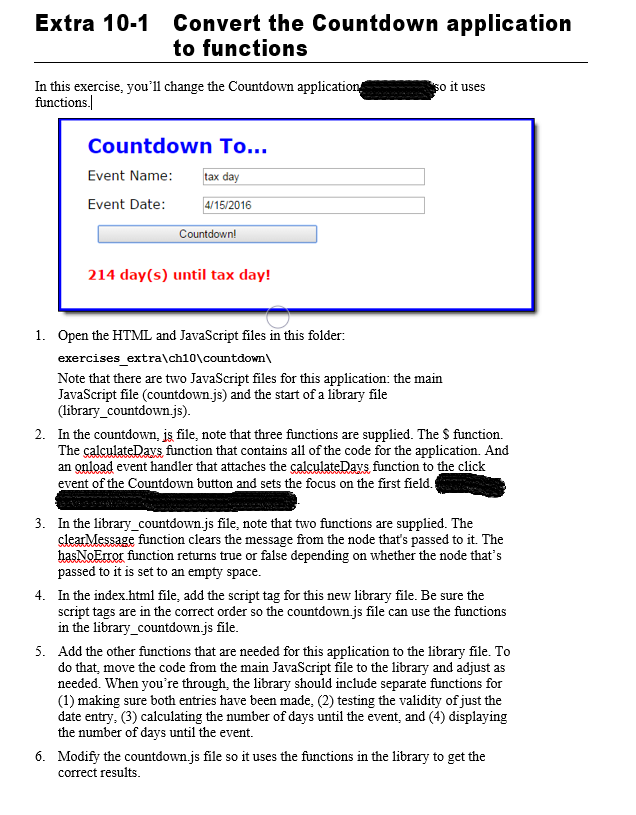 Solved Extra 10-1 Convert the Countdown application to | Chegg.com