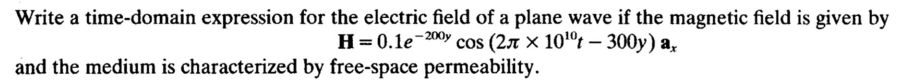 Solved Write a time-domain expression for the electric field | Chegg.com