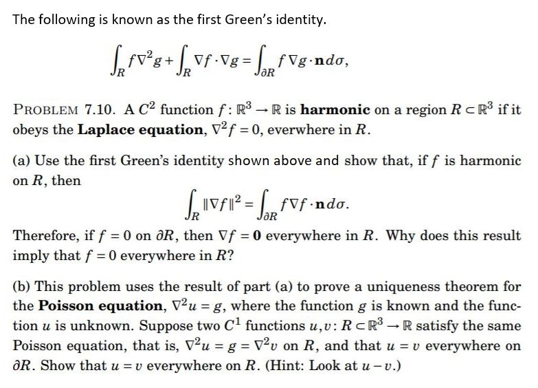 Solved The following is known as the first Green's identity. | Chegg.com