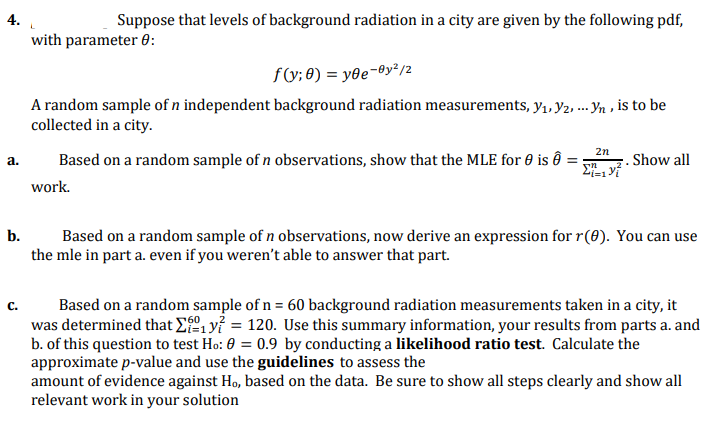 4. Suppose that levels of background radiation in a | Chegg.com
