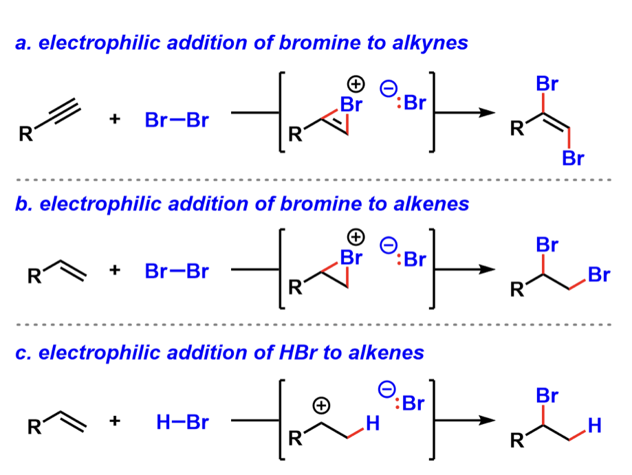 Solved In the electrophilic addition reactions exemplified | Chegg.com