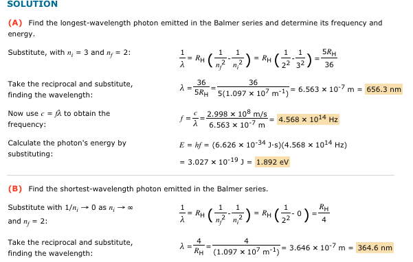 Solved SOLUTION (A) Find the longest-wavelength photon | Chegg.com