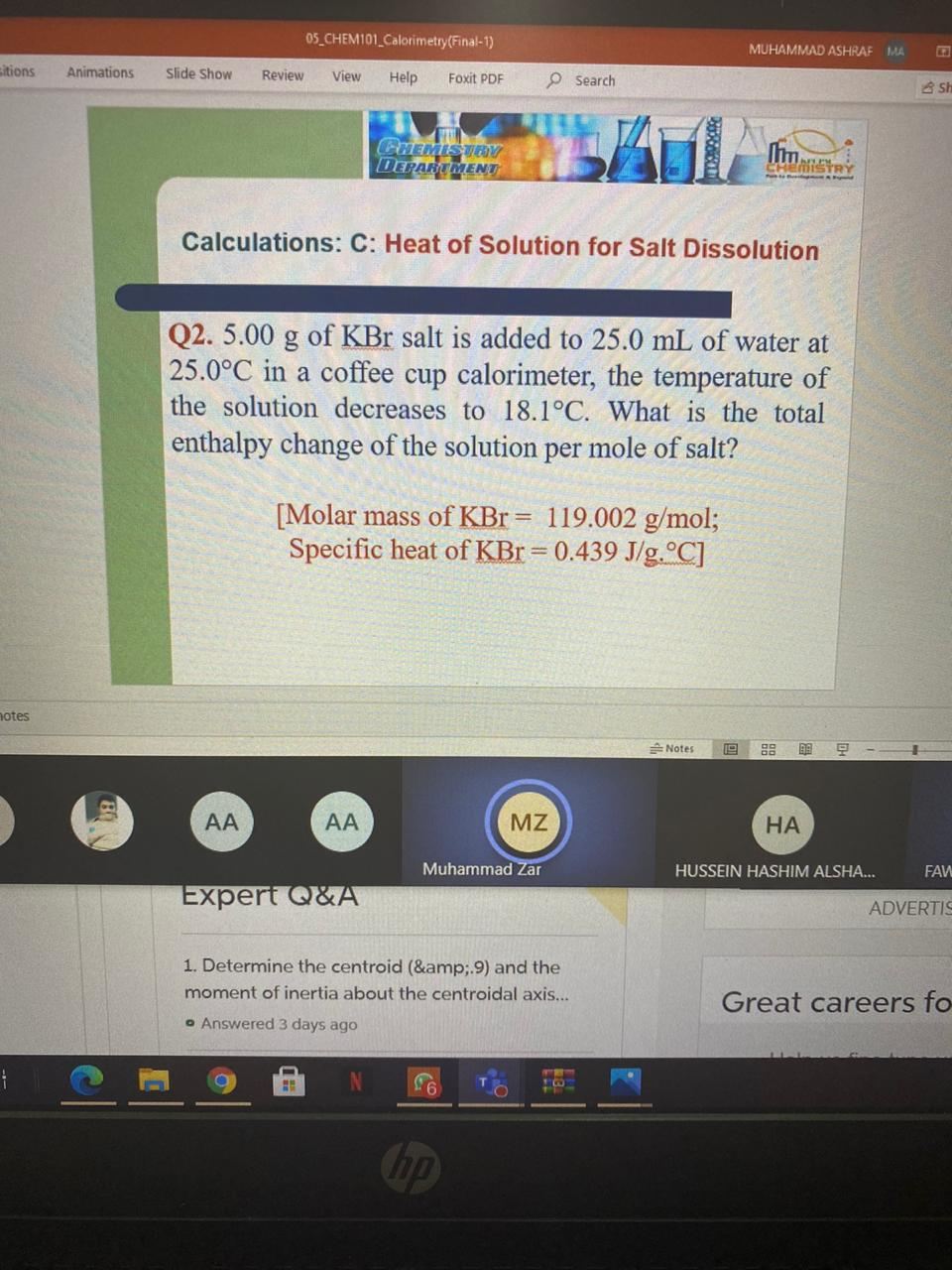 Solved 05_CHEM101_Calorimetry(Final-1) MUHAMMAD ASHRAF MA | Chegg.com