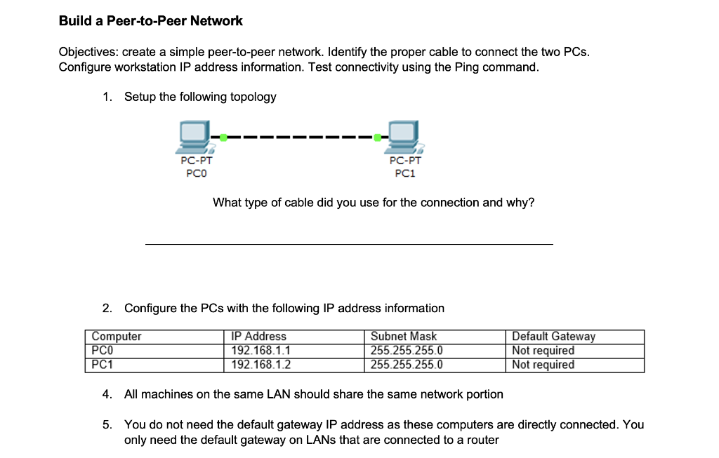 Solved What type of cable did you use for the connection and | Chegg.com