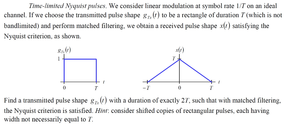 Solved Time-limited Nyquist pulses. We consider linear | Chegg.com