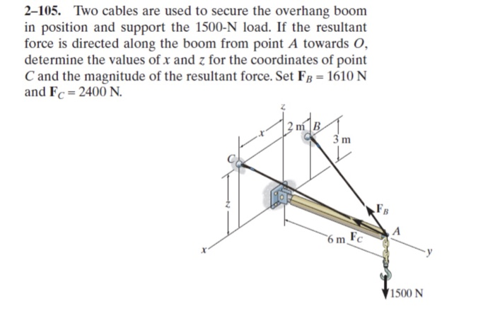 Solved 2-105. Two cables are used to secure the overhang | Chegg.com
