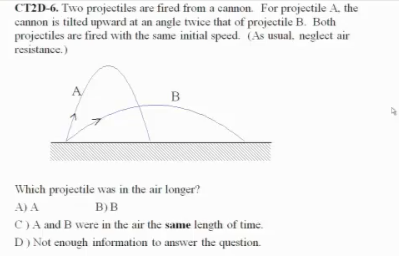 Solved CT2D-6. Two projectiles are fired from a cannon. For | Chegg.com