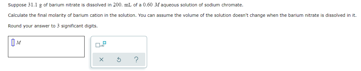 Solved Suppose 31.1 g of barium nitrate is dissolved in 200. | Chegg.com