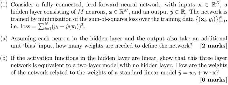 a (1) Consider a fully connected, feed-forward neural | Chegg.com