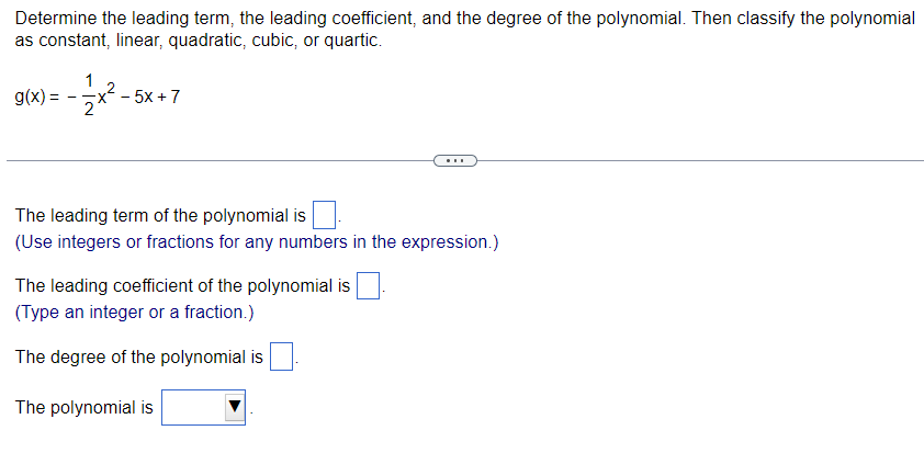 Solved Determine the leading term, the leading coefficient, | Chegg.com