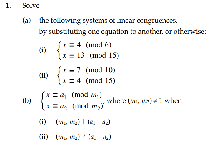 Solved 1. Solve (a) the following systems of linear | Chegg.com