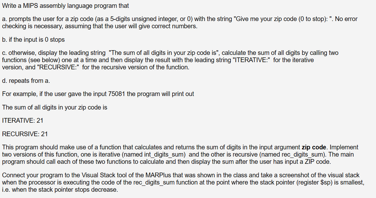 Solved Write A Mips Assembly Language Program That A
