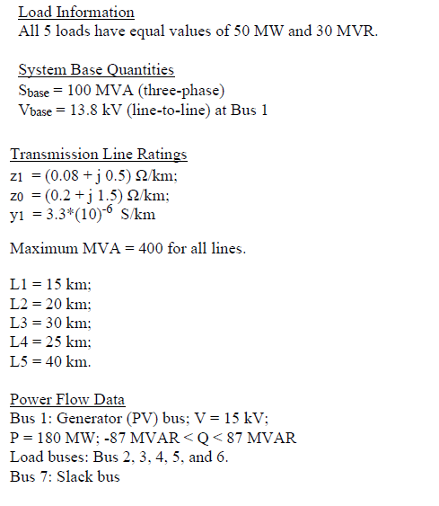 Figure 1: Schematic of 7 bus power systems. Generator | Chegg.com