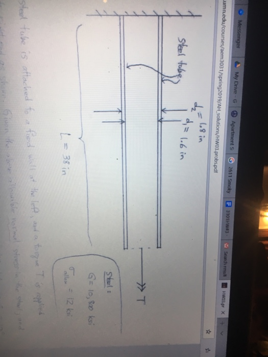 Solved A steel tube is attached to a fixed wall at the left | Chegg.com