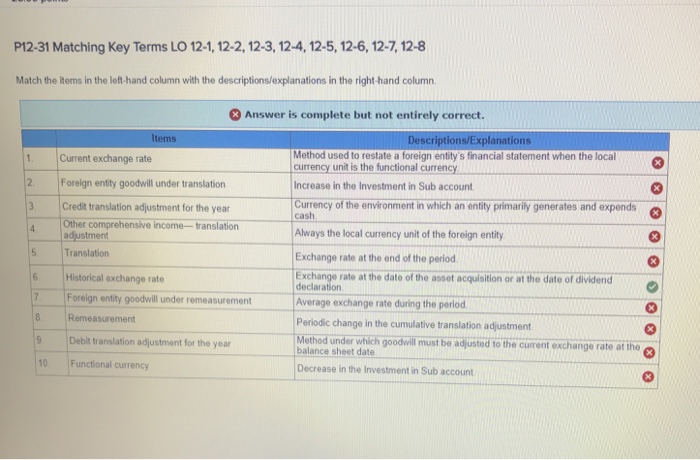 Solved P12-31 Matching Key Terms LO 12-1, 12-2, 12-3,12-4, | Chegg.com