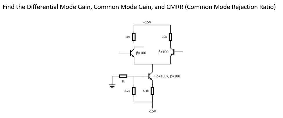 Solved Find the Differential Mode Gain, Common Mode Gain, | Chegg.com